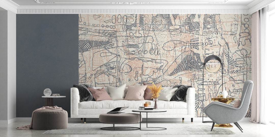 Different Shapes Colors Themed Wallpaper. Modern Wallpaper. - Etsy