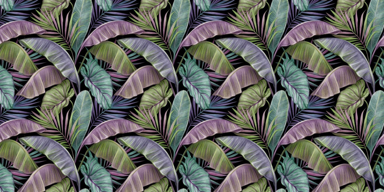 Rainbow Tropical Tree Leaves Wallpaper. Botanic Leafs - Etsy