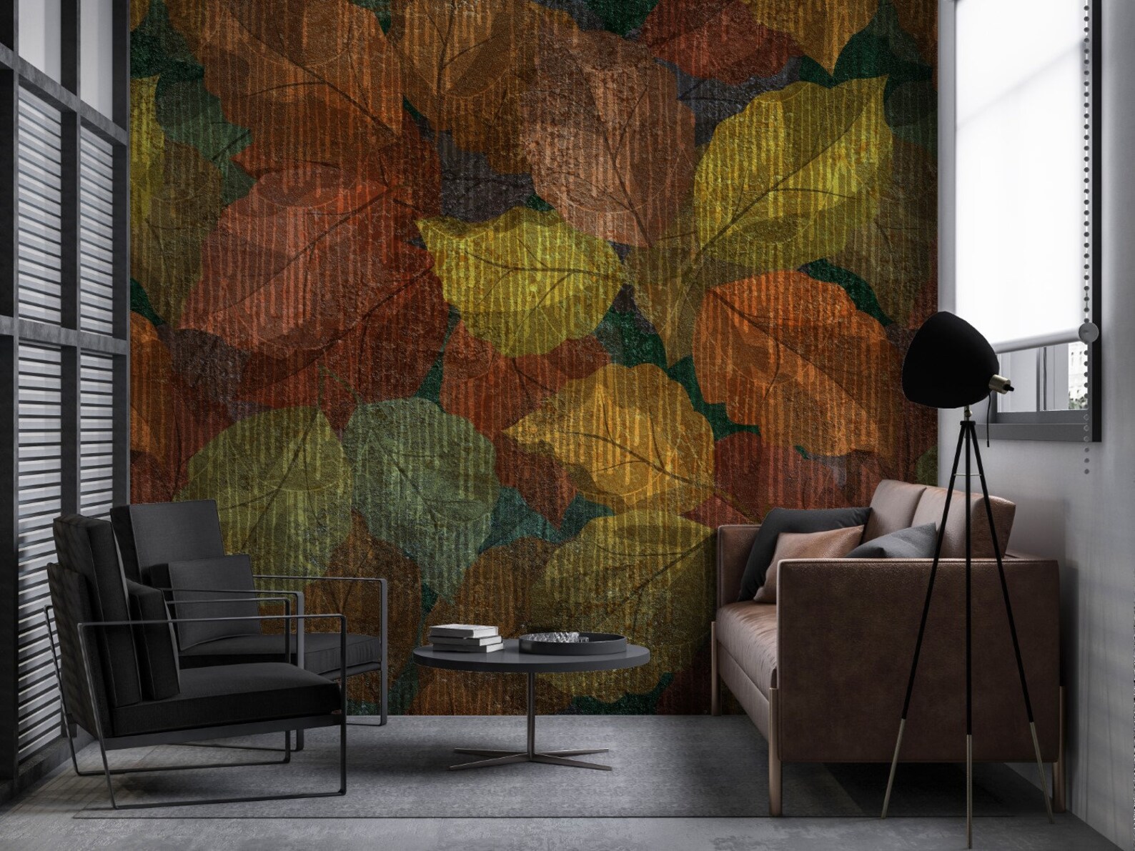 Watercolor Leaves Wallpaper Colorful Autumn Wallpaper Wall | Etsy