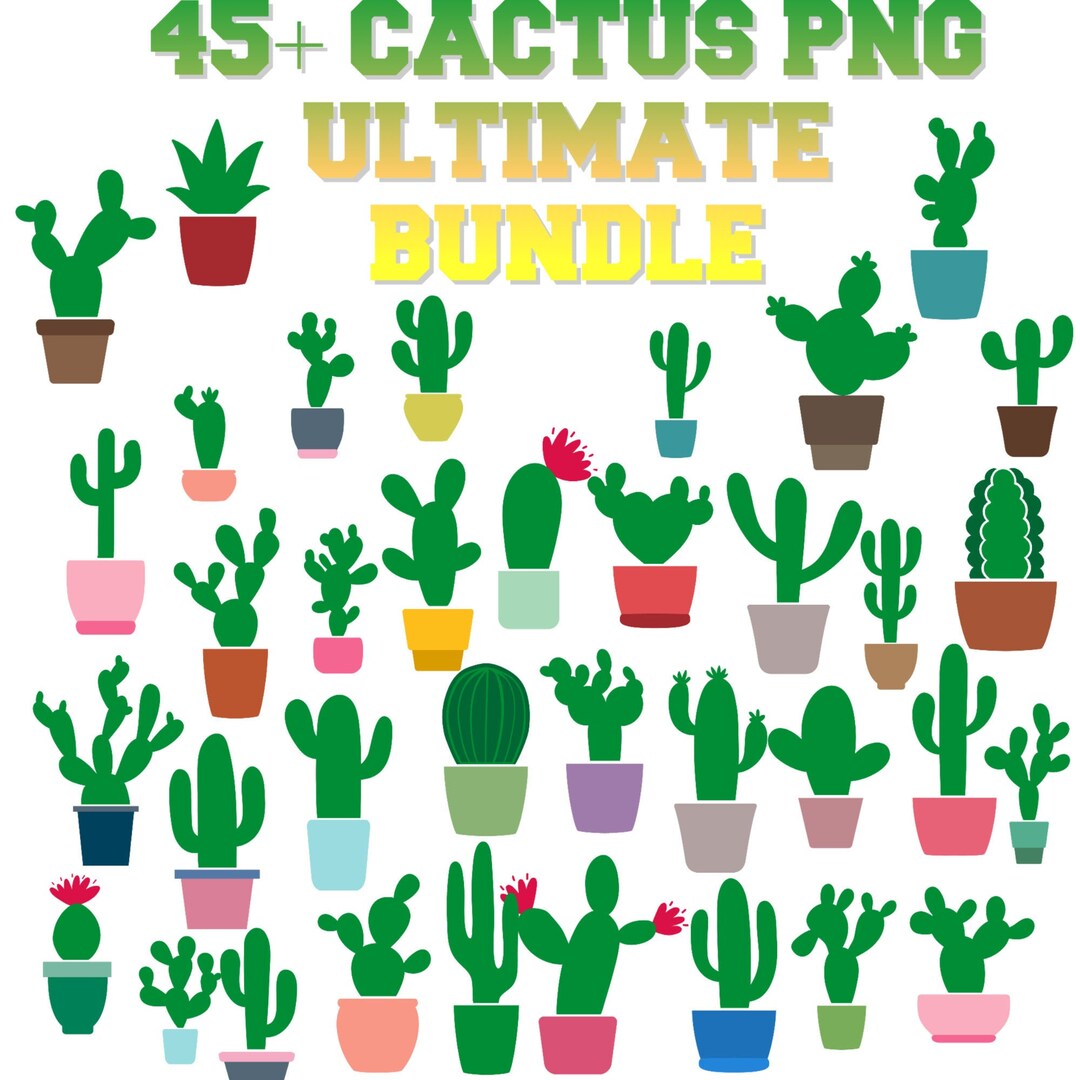 Cactus Pots Png Bundle, Succulents Svg, Cactus Svg, Potted Plants Svg ...