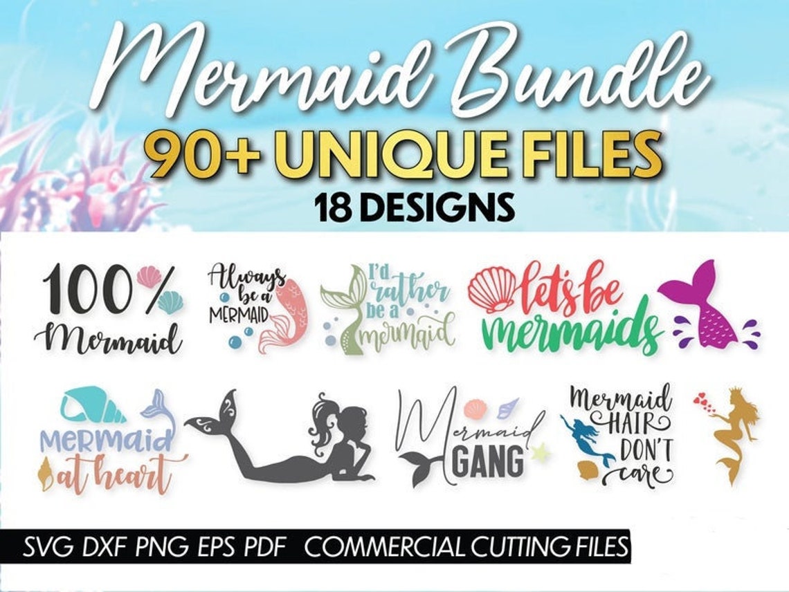 Mermaid Bundle SVG Mermaid Designs Svg Mermaid Svg File for | Etsy