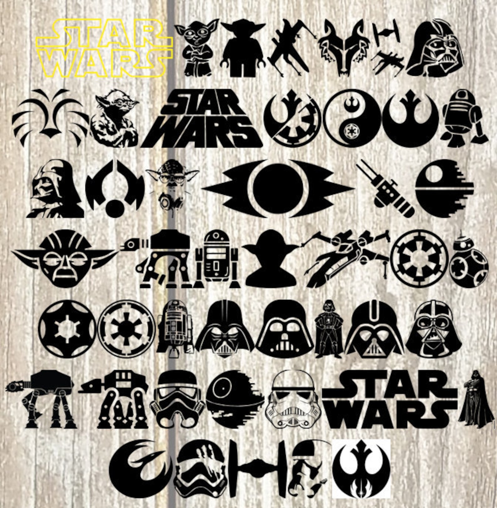 Star Wars 45+ Png Bundle Svg, Pdf, Dxf Cut Files Cricut Silhouette - Etsy