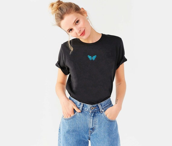Blue Butterfly Shirt Soft Butterfly Shirt Women's - Etsy