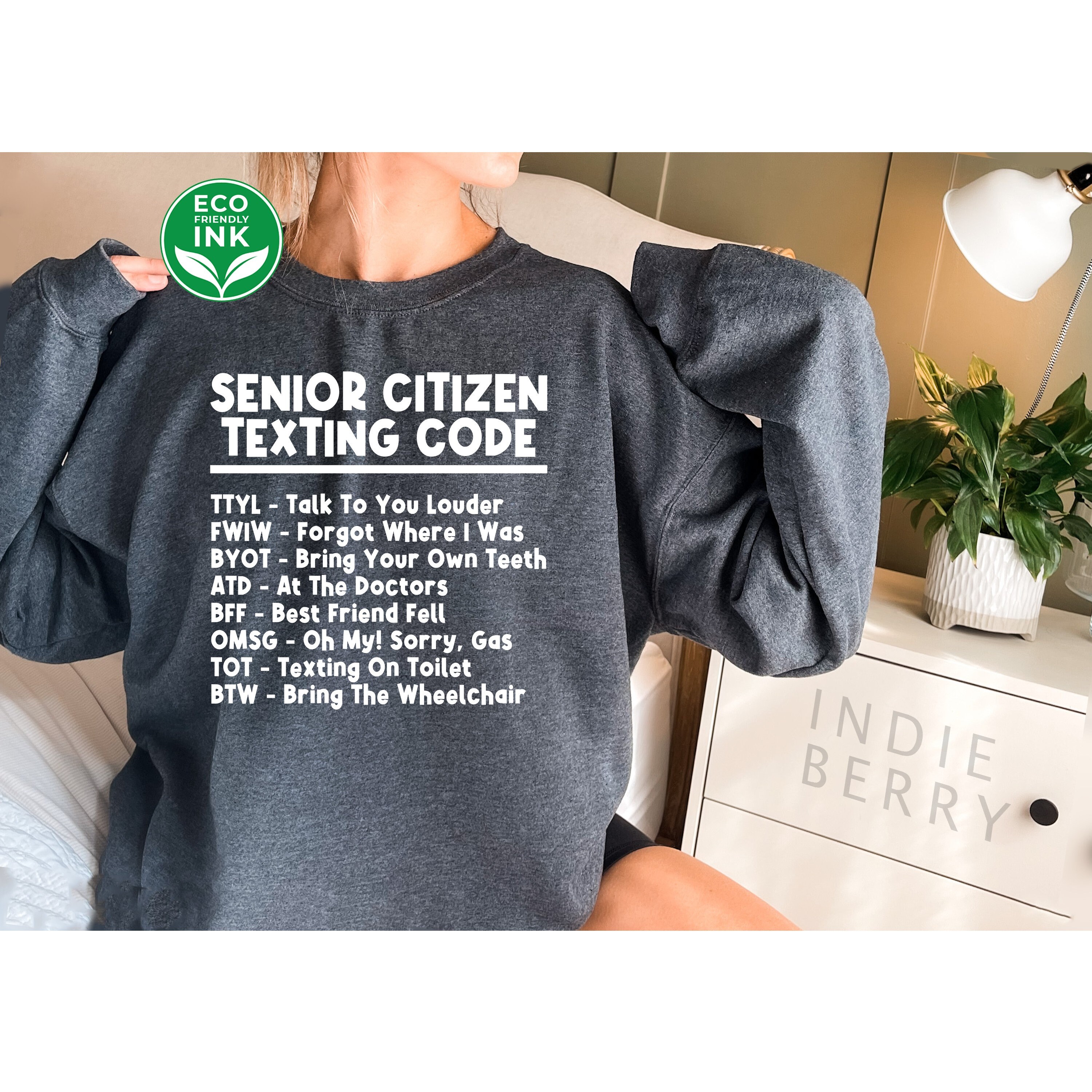 Senior Citizen Texting Code Shirt Funny Gag Old People Gift | Etsy