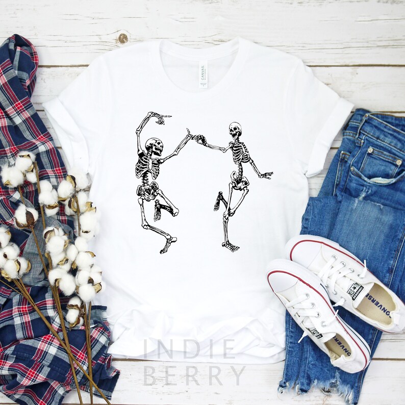 Skeleton T-shirt, Dancing Skeletons Shirt, Halloween Shirt, Graphic ...