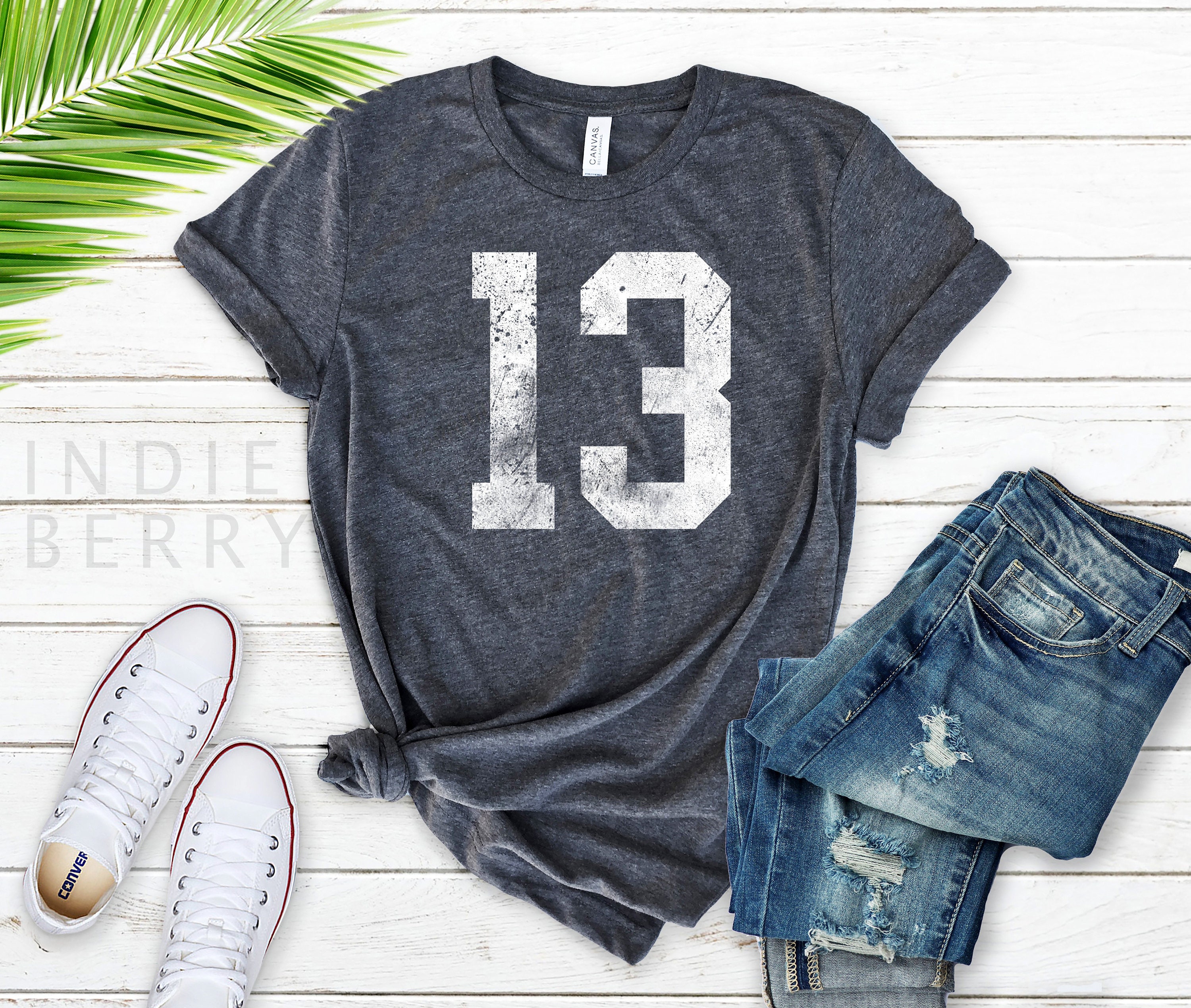 Custom Number Shirt Distressed Birthday Gifts Lucky Number Shirt / Long ...
