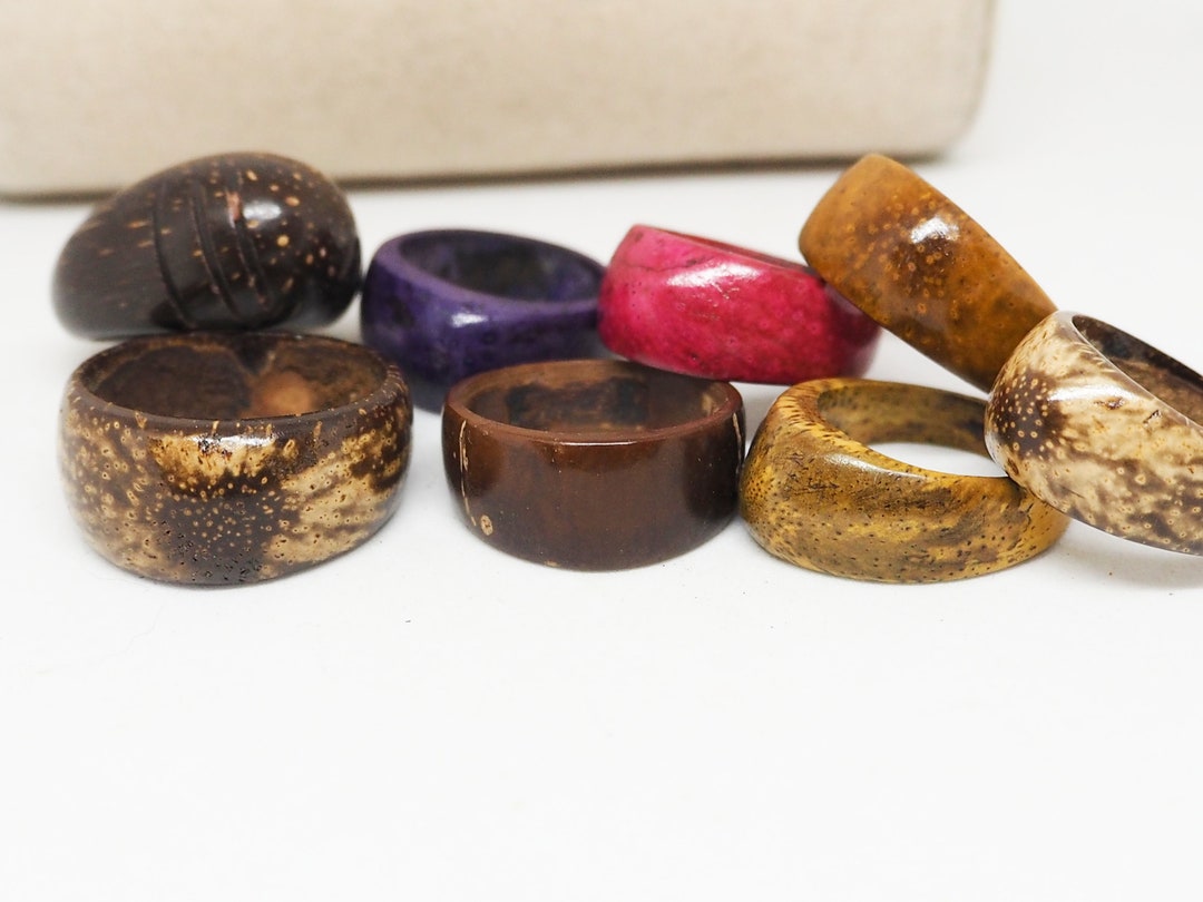 Wooden Rings. Lot 5 Mixed Units. Men's Rings. Trendy Rings. Coconut ...