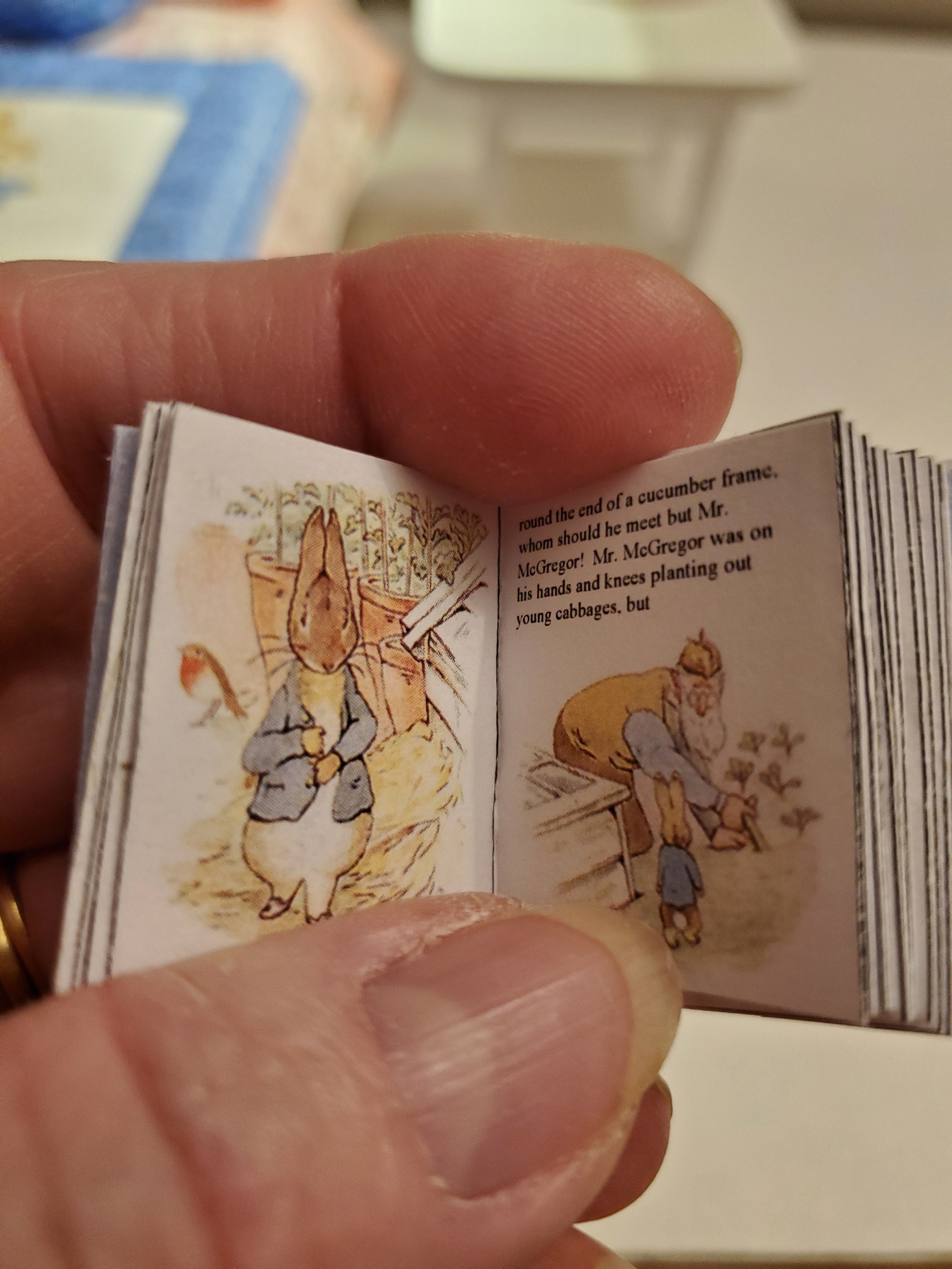 Miniature Readable Book Peter Rabbit by Beatrix Potter and Mini Bunny ...