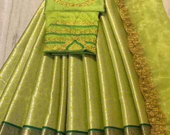 Silver Pattu Saree - Etsy