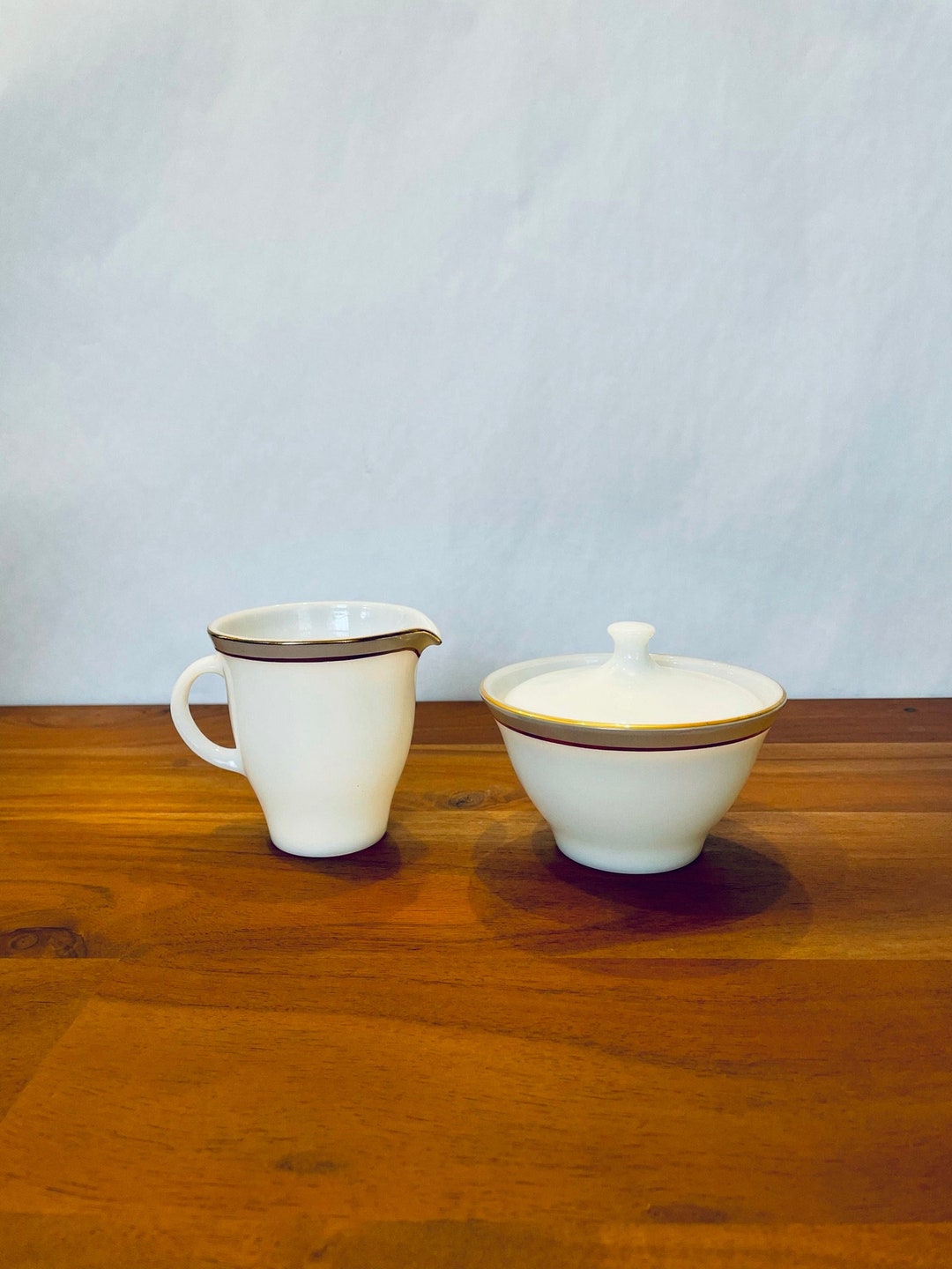 Vintage Pyrex Sugar and Creamer (with Lid) Set - Milk Glass - Regency ...