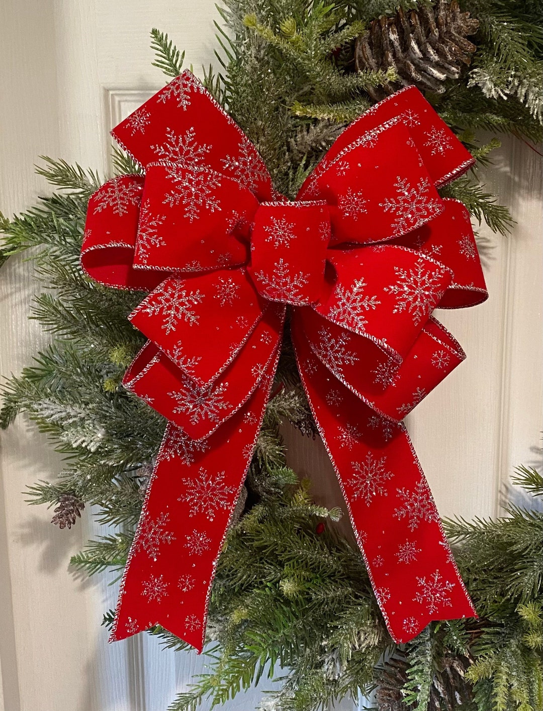 Large Christmas Bow For A Wreath Garland Tree Chair Or Etsy Uk