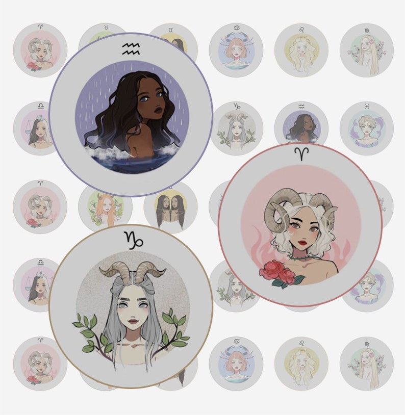 Digital Collage "zodiac Sign" - Etsy