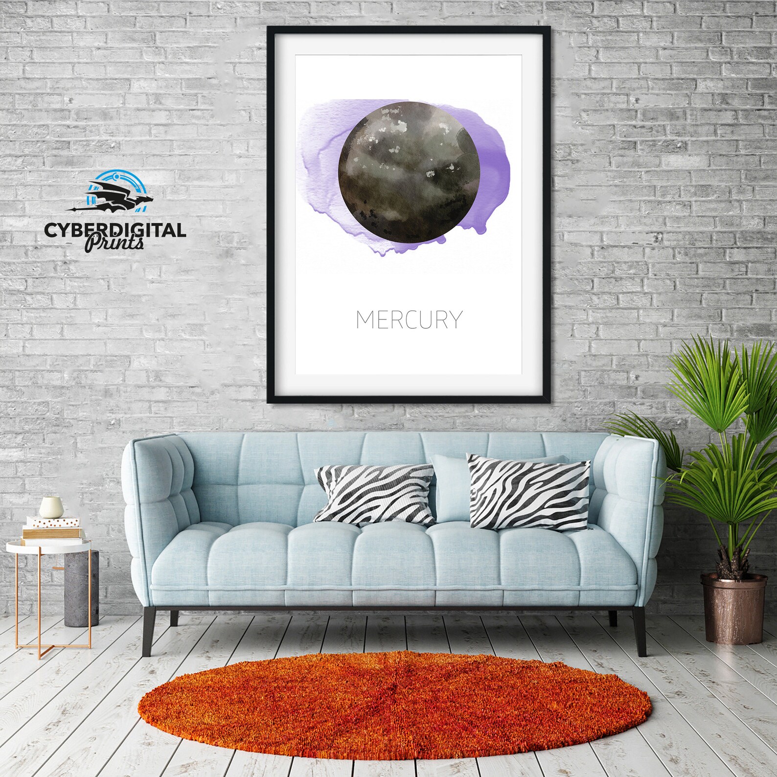 Mercury Watercolor print Planet printable art Planet poster | Etsy
