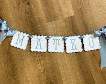 Custom Baby Name Banner - Lavender Ribbon & Lavender Embroidered ...