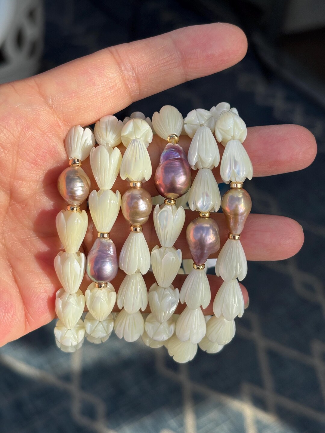 Pikake Baroque Edison Pearl Stretchy Bracelet Hawaiian - Etsy