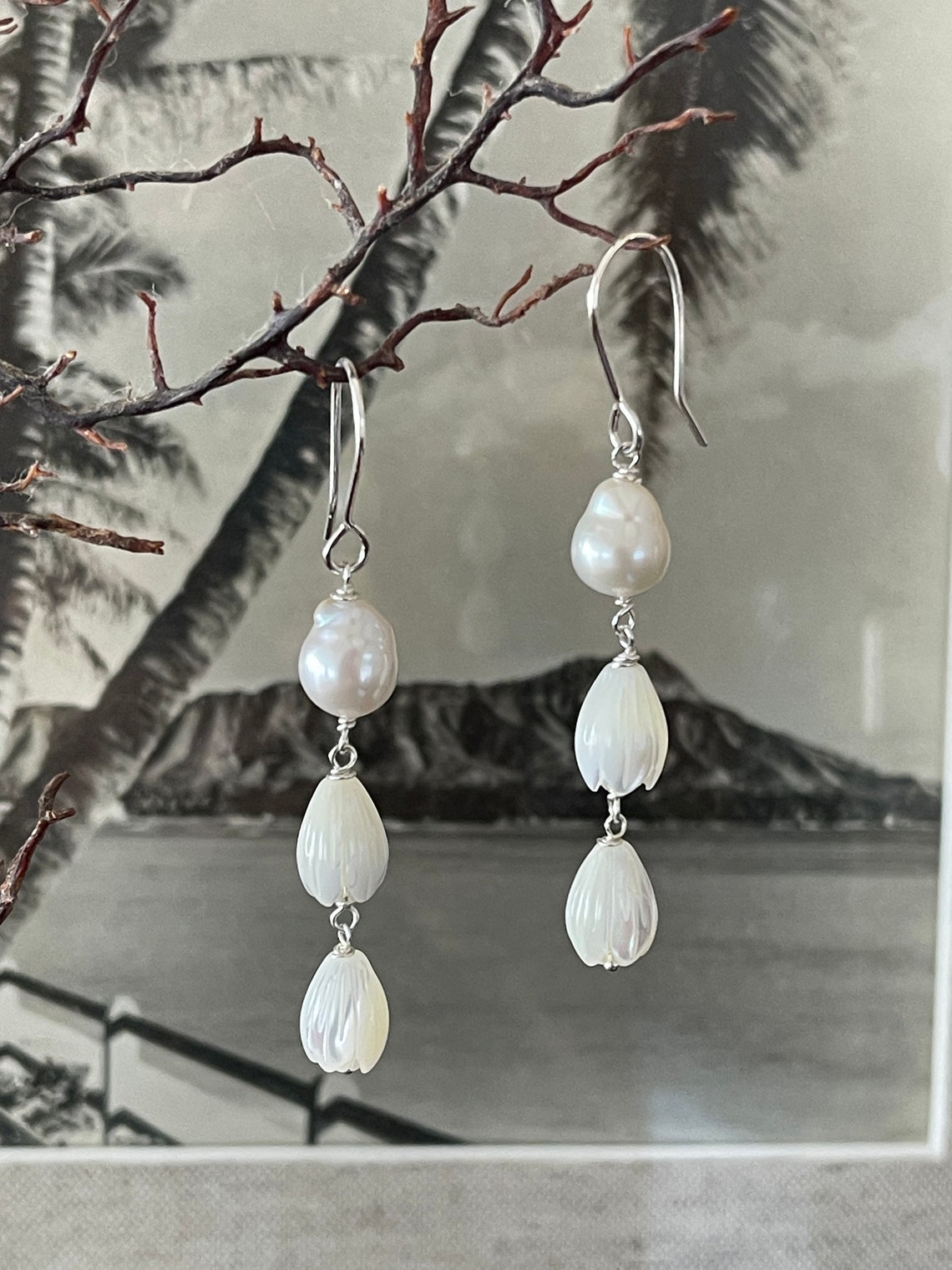 Hawaiian Double Pikake & Pearl 14K Gold Filled or Sterling Silver ...