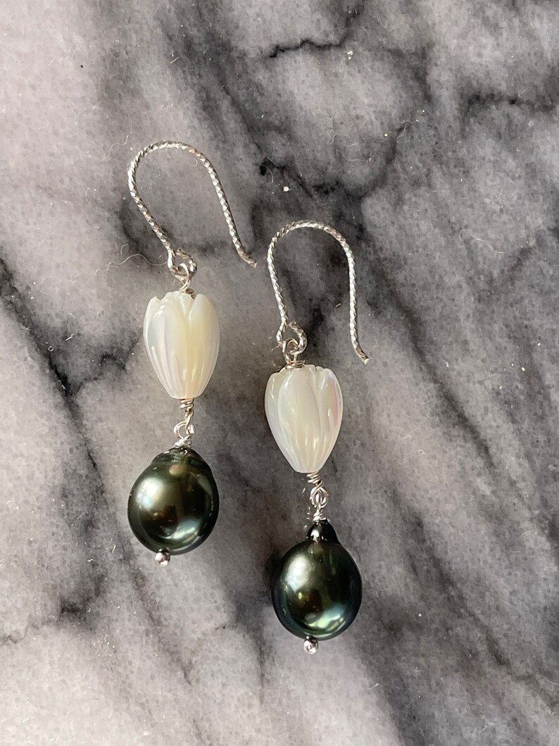Hawaiian Pikake & Tahitian Pearl 14K Gold Filled or Sterling - Etsy