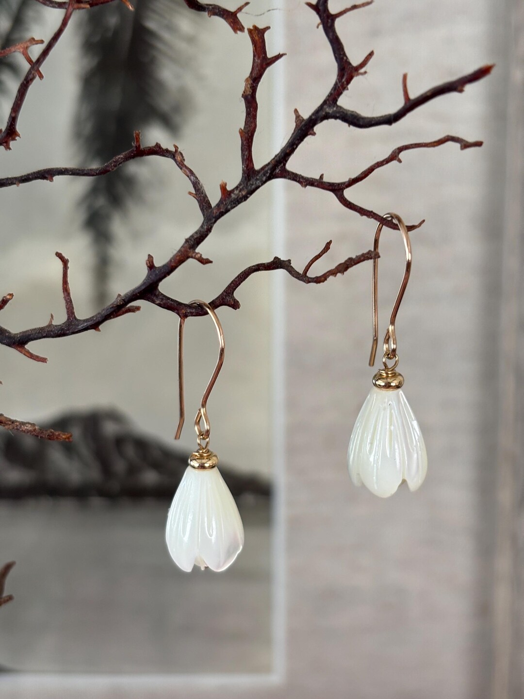 XL Pikake Earrings Gold or Silver Hawaiian Mother of Pearl Hawaiian - Etsy