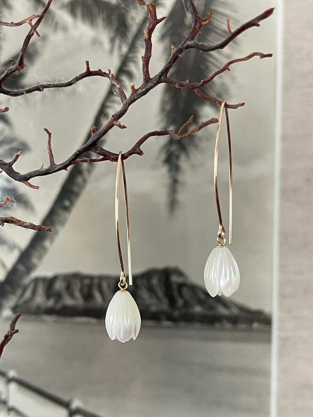 Hawaiian Mother of Pearl Pikake & 14K Gold or Rose Gold Filled or 925 ...