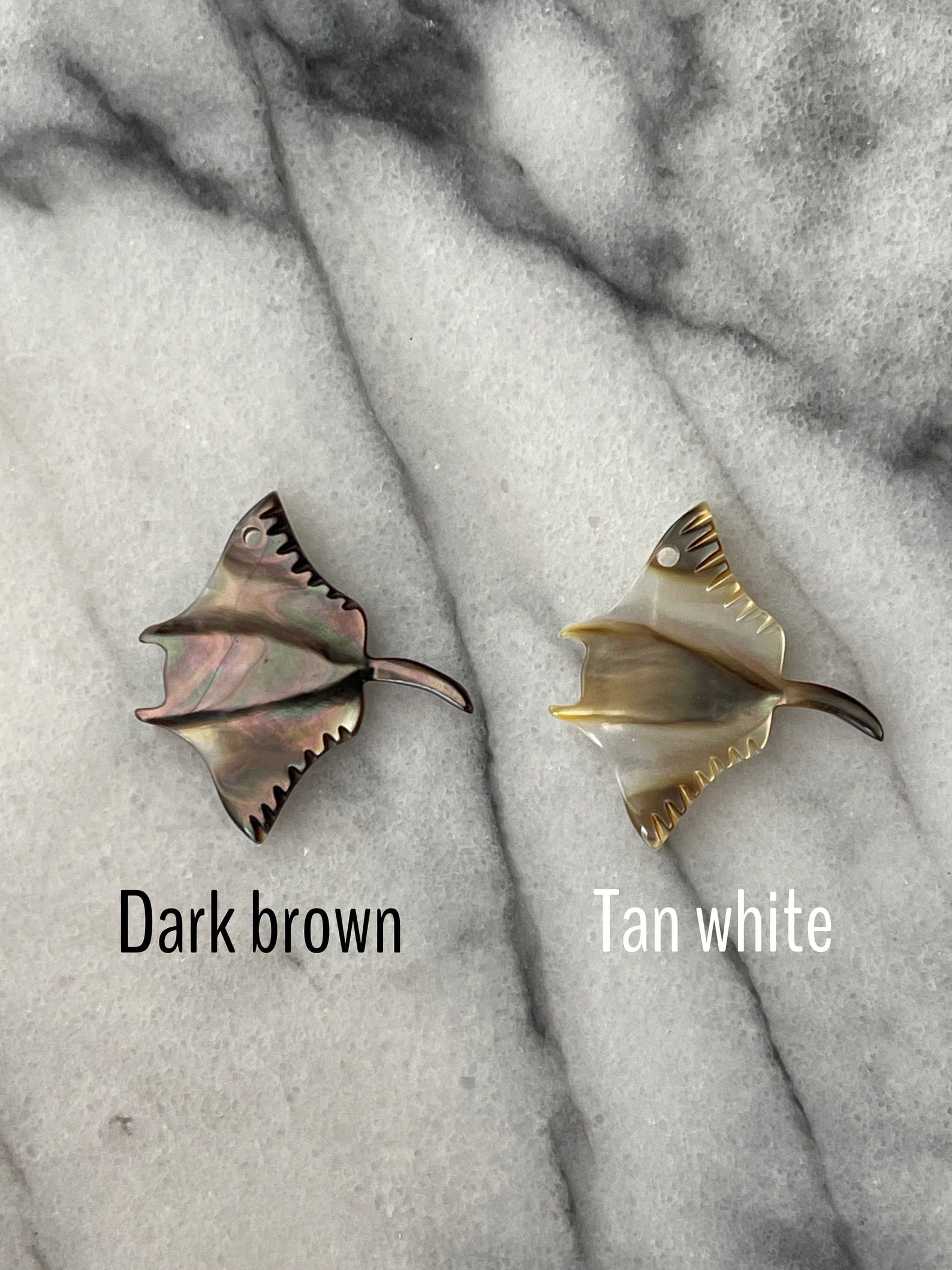 Large Manta Ray Mother of Pearl & Heart With Gold or Silver Chain ...
