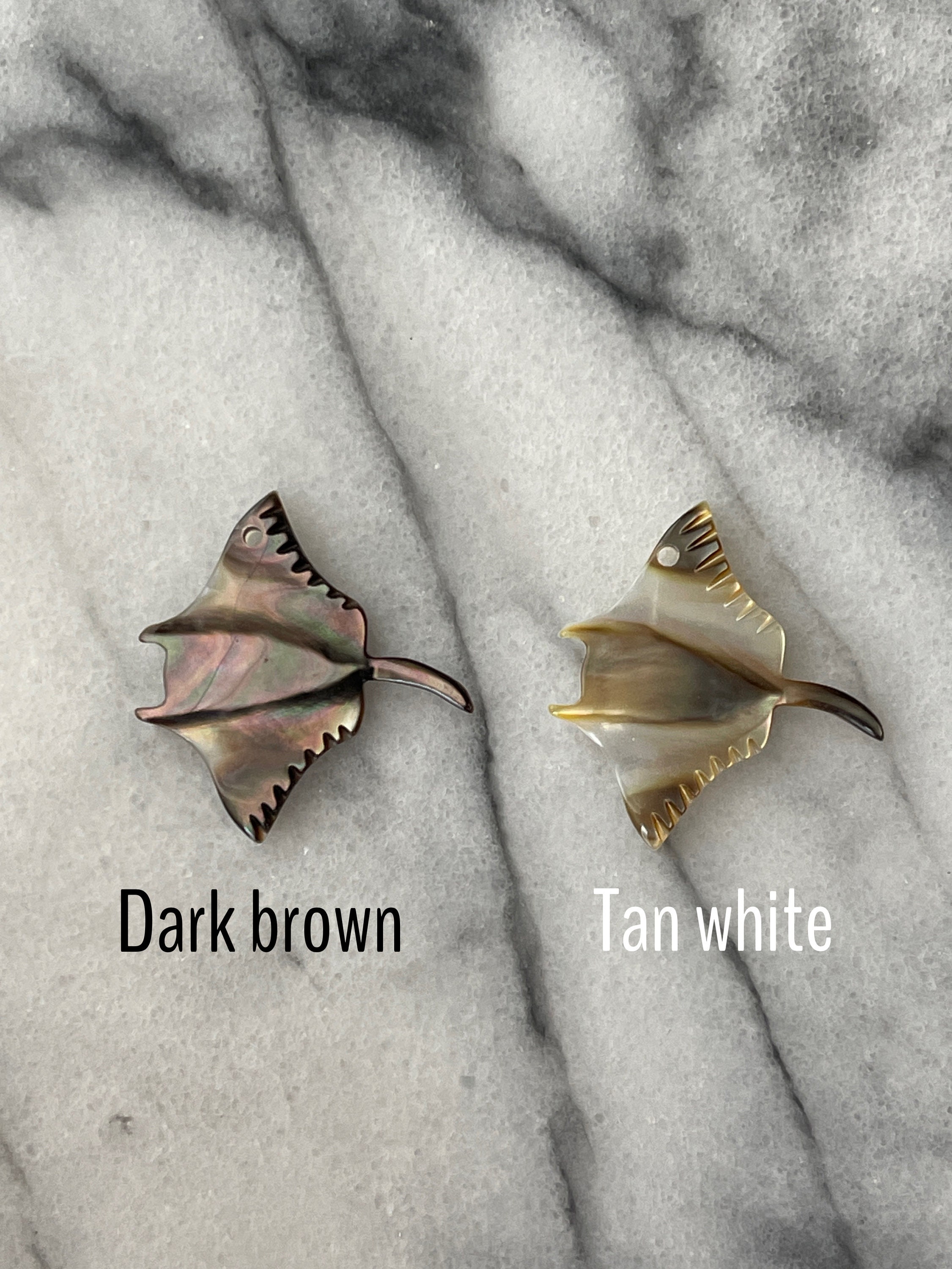 Large Manta Ray Mother of Pearl & Heart With Gold or Silver Chain ...
