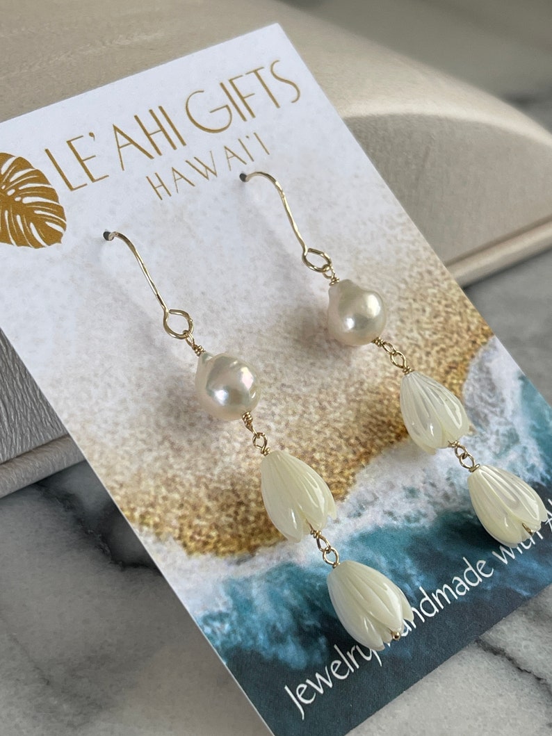 Hawaiian Double Pikake & Pearl 14K Gold Filled or Sterling Silver ...