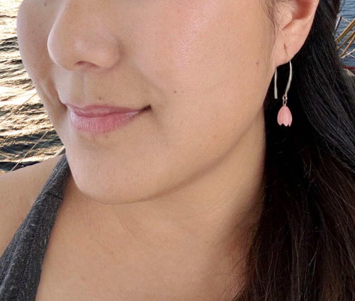 Hawaiian Pink Pikake & 14K Gold or 925 Silver Dangle Earrings - Etsy