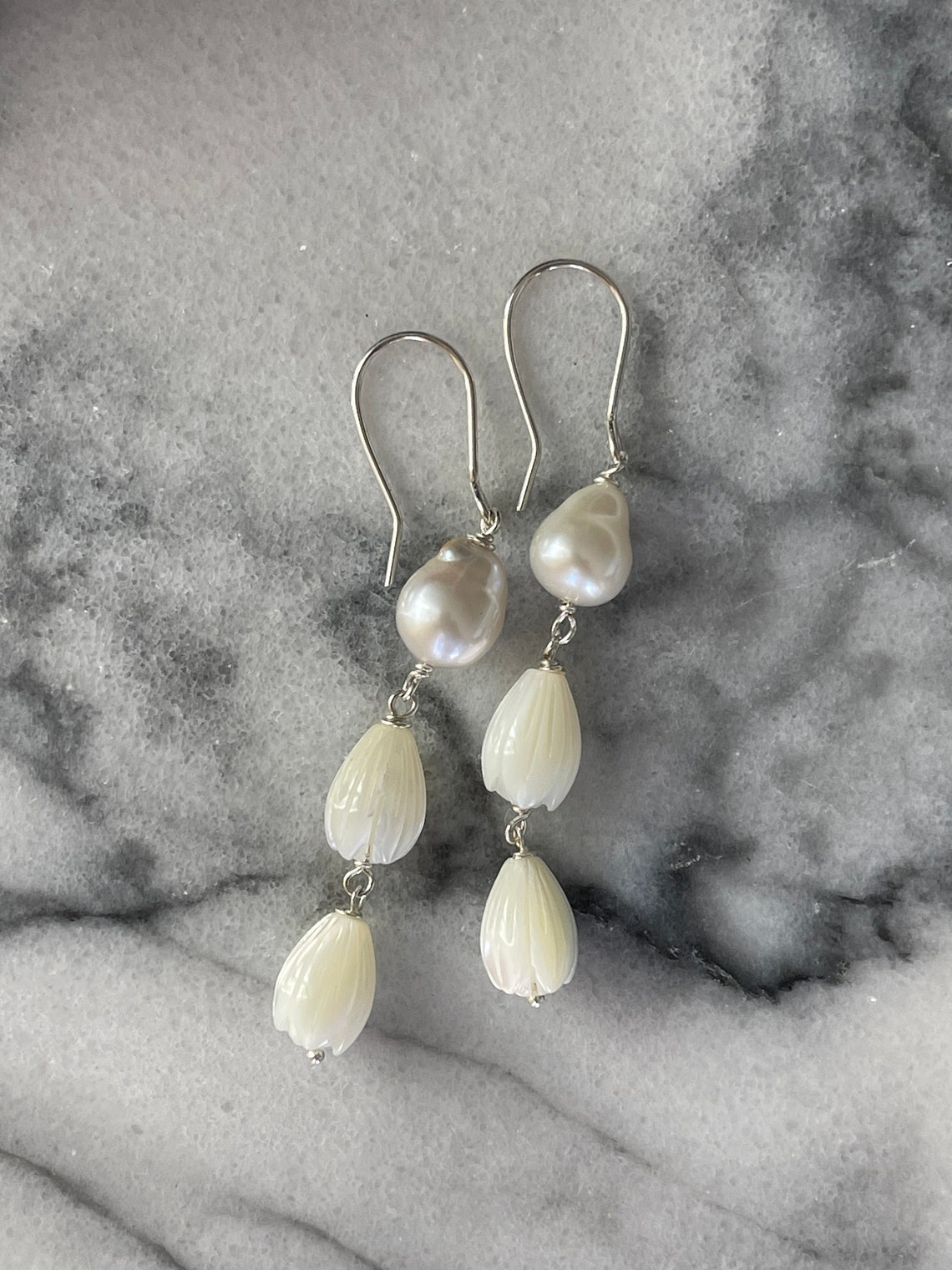 Hawaiian Double Pikake & Pearl 14K Gold Filled or Sterling Silver ...
