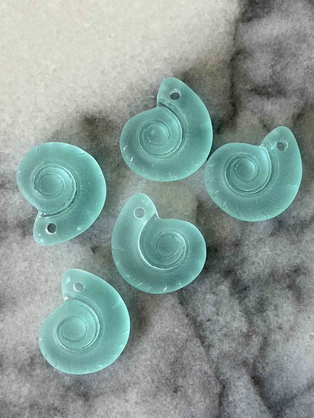 Aqua Sea Foam Green Glass AMMONITES Shell Sea Foam Pacific Blue for ...