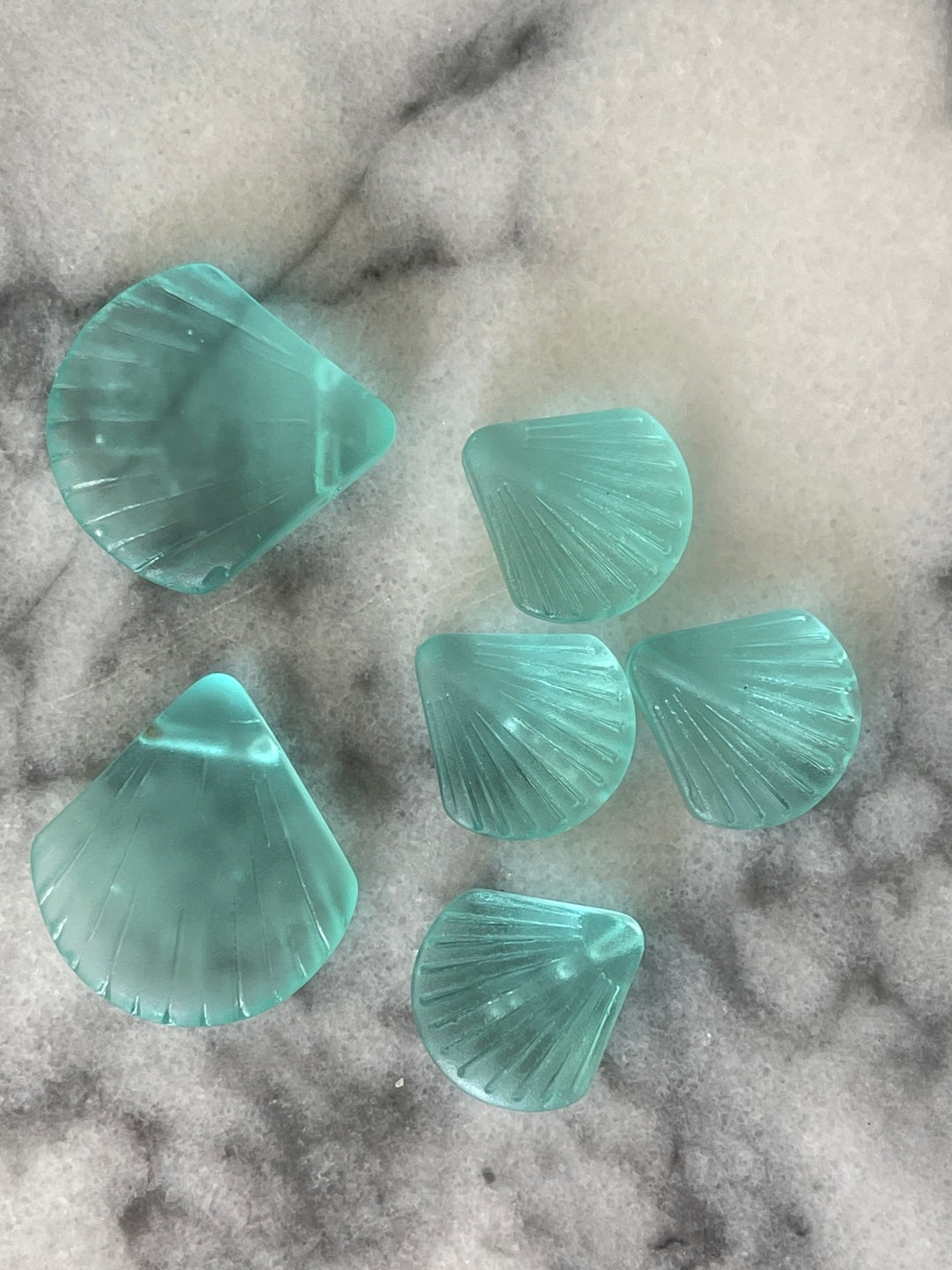 Aqua Sea Foam Green and Turquoise Bay Glass CLAMS for Crafts or Jewelry ...