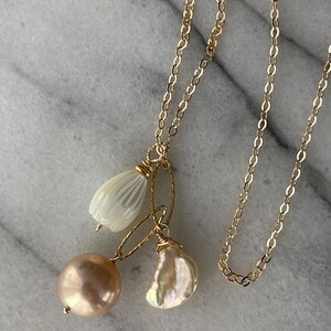 Hawaiian Pikake Pink Keshi and Edison Pearl Gold or Silver Necklace - Etsy
