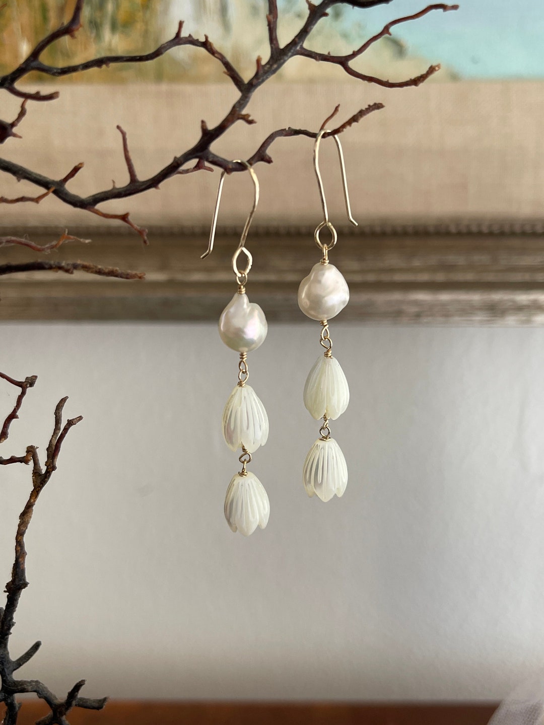 Hawaiian Double Pikake & Pearl 14K Gold Filled or Sterling - Etsy