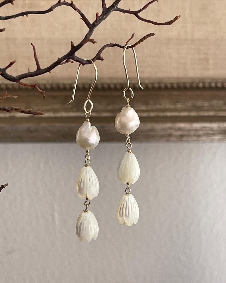 Hawaiian Double Pikake & Pearl 14K Gold Filled or Sterling Silver ...