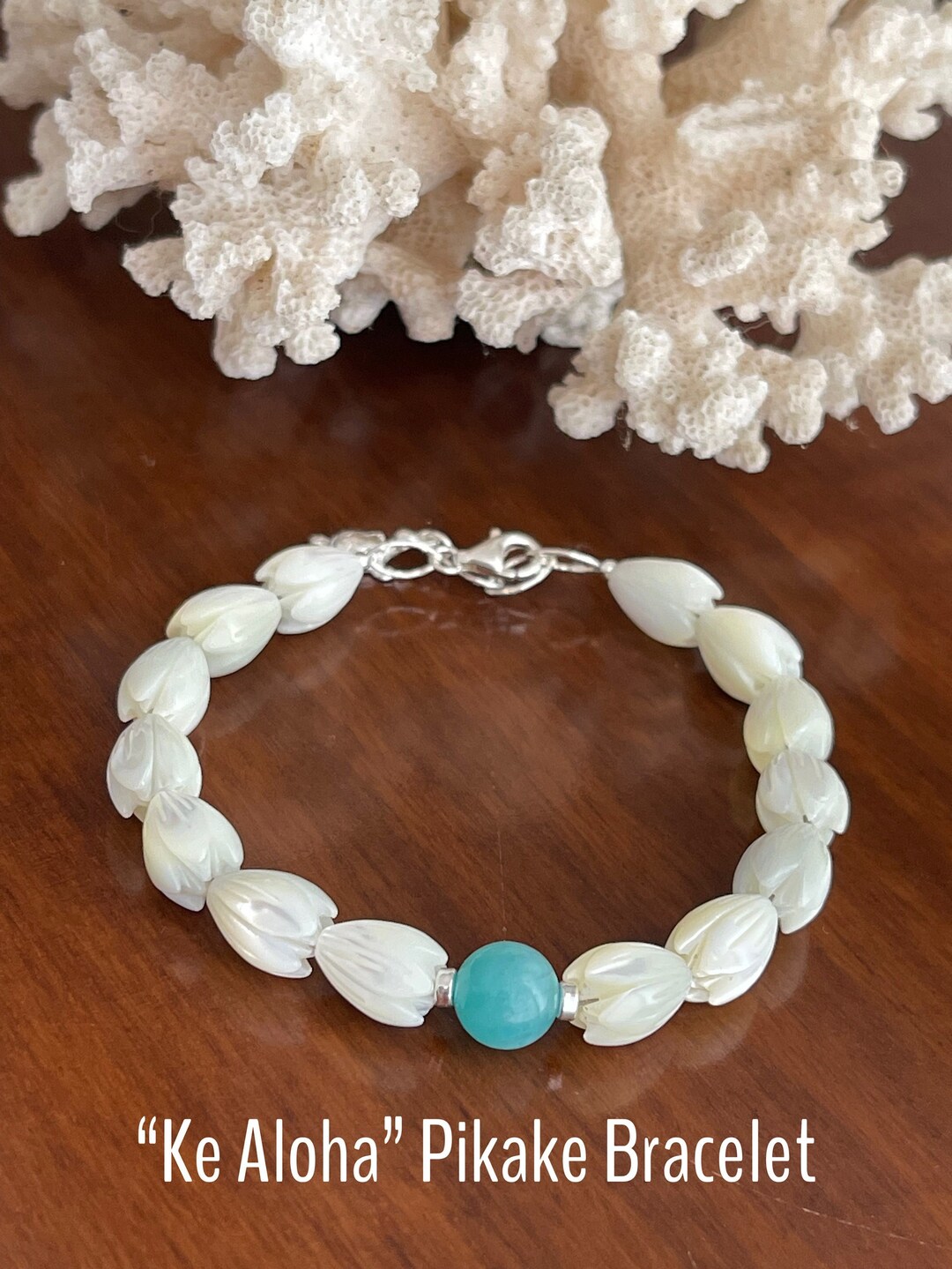 Ke Aloha Hawaiian Pikake Mother of Pearl Bracelet in 925 Sterling ...