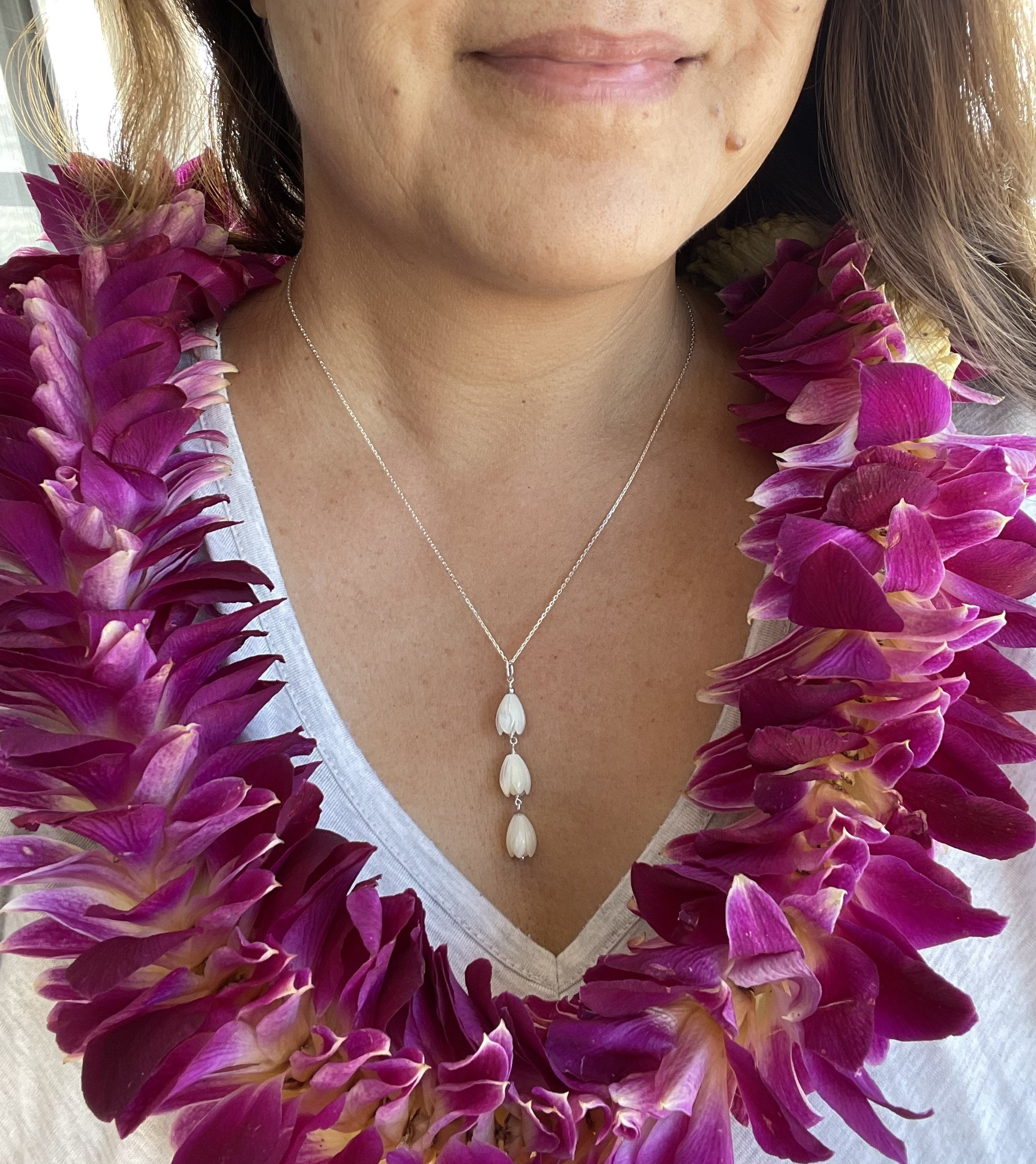 Hawaiian Triple Pikake Mother of Pearl Dangle 925 Sterling - Etsy