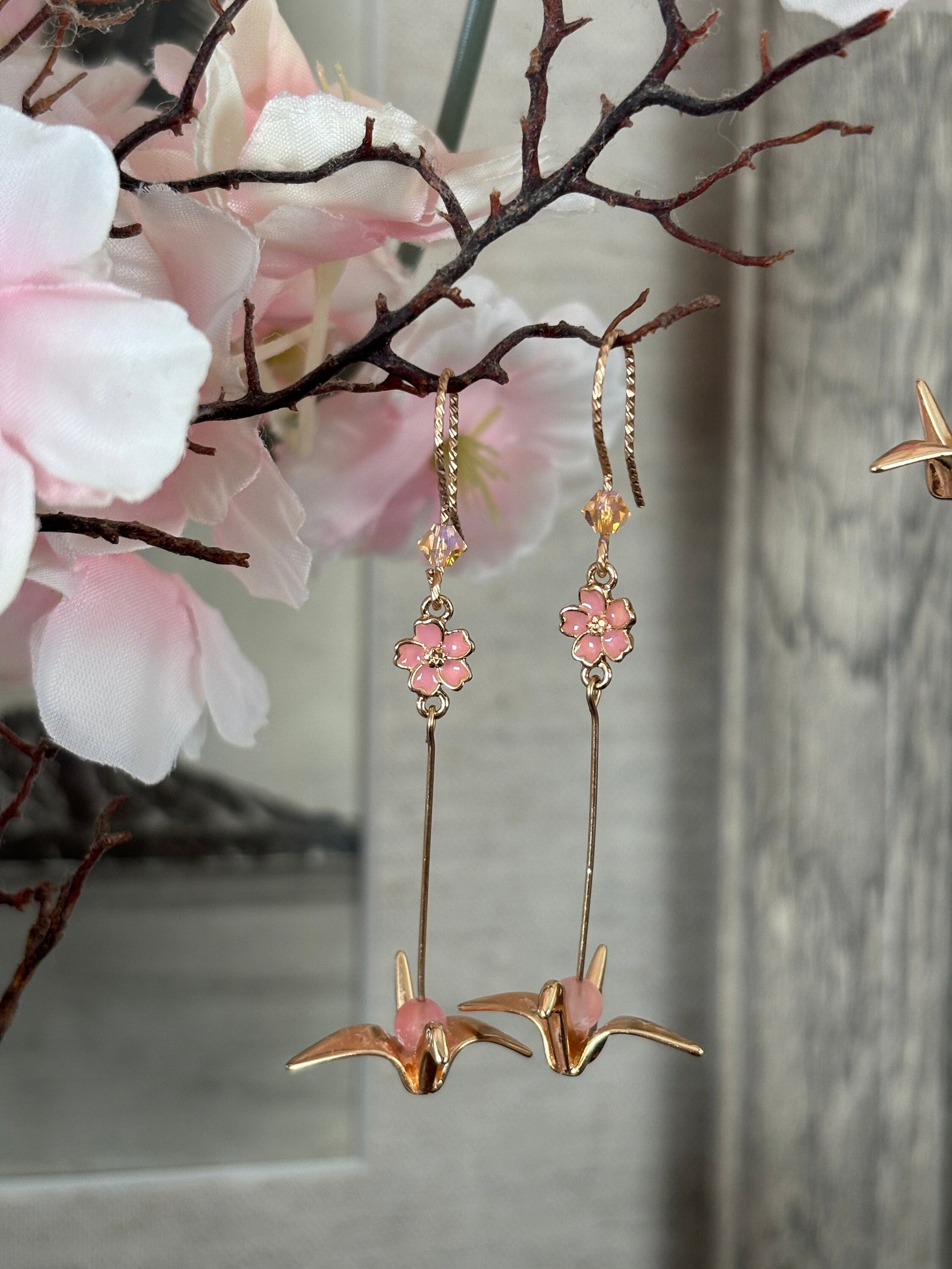 Pink Cherry Blossom Sakura Origami Earrings - Etsy