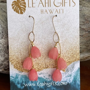 Hawaiian Pink 3 Pikake Gold Filled or 925 Silver Sparkle Dangle ...