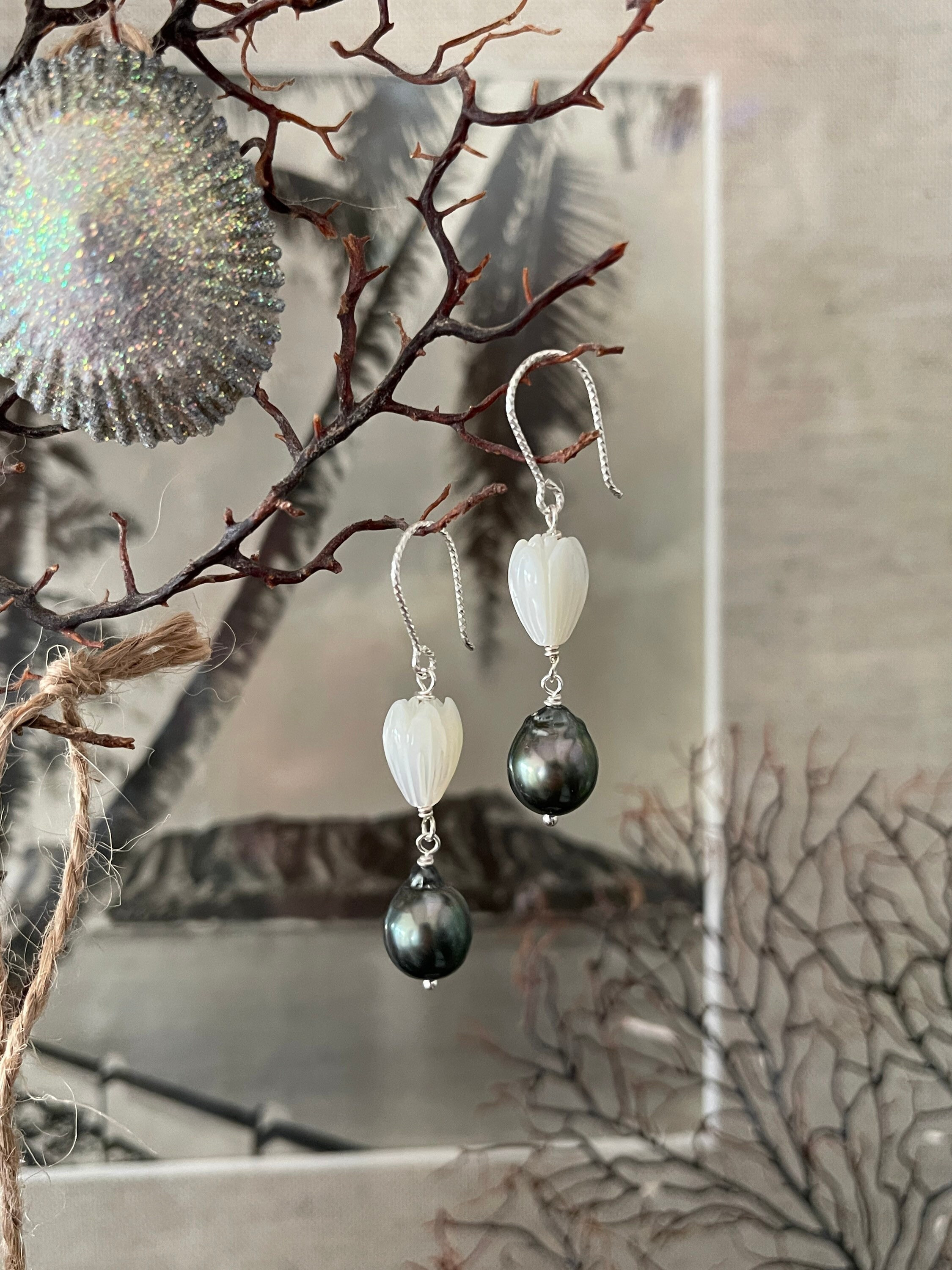 Hawaiian Pikake & Tahitian Pearl 14K Gold Filled or Sterling - Etsy