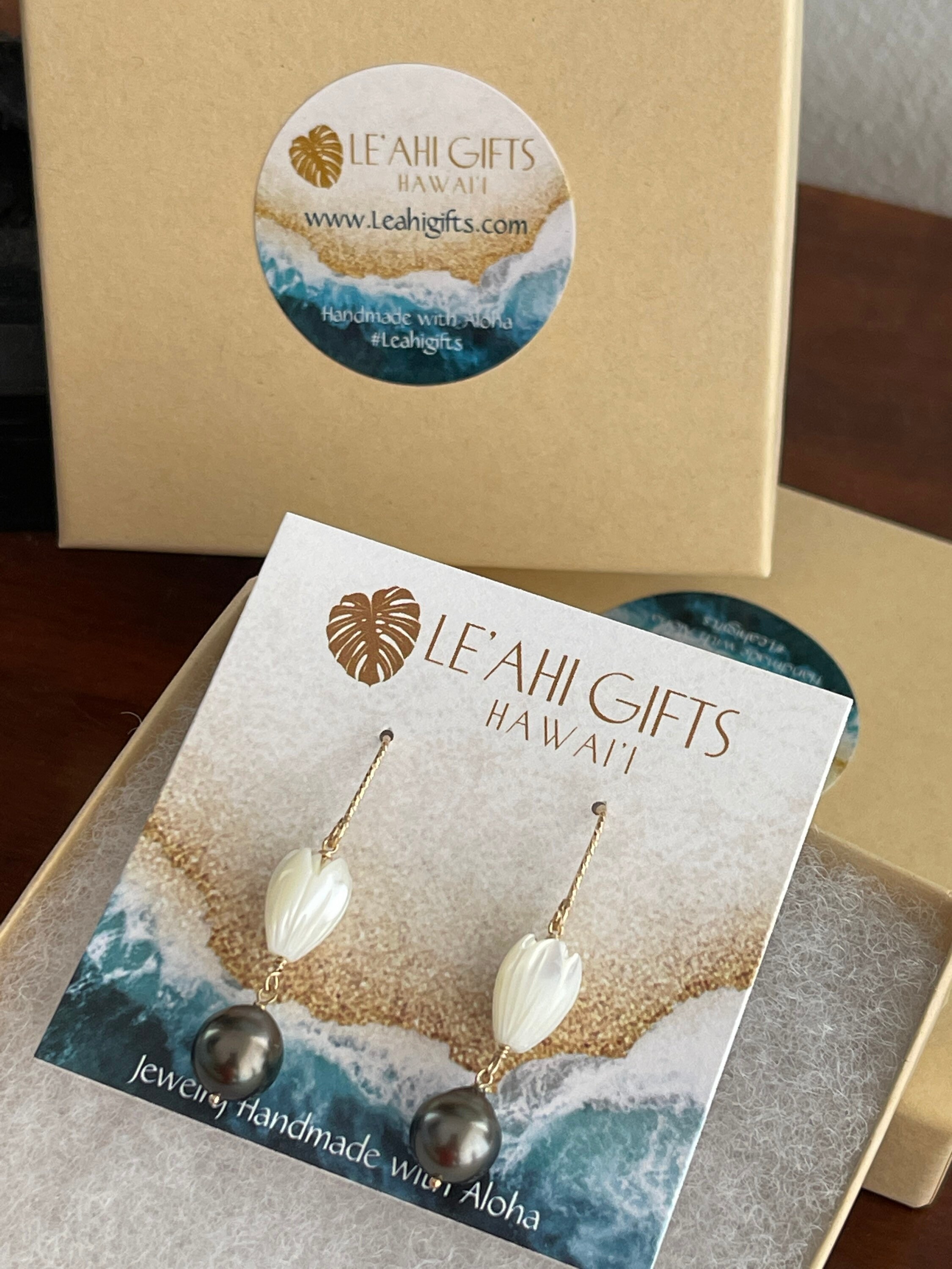 Hawaiian Pikake & Tahitian Pearl 14K Gold Filled or Sterling - Etsy