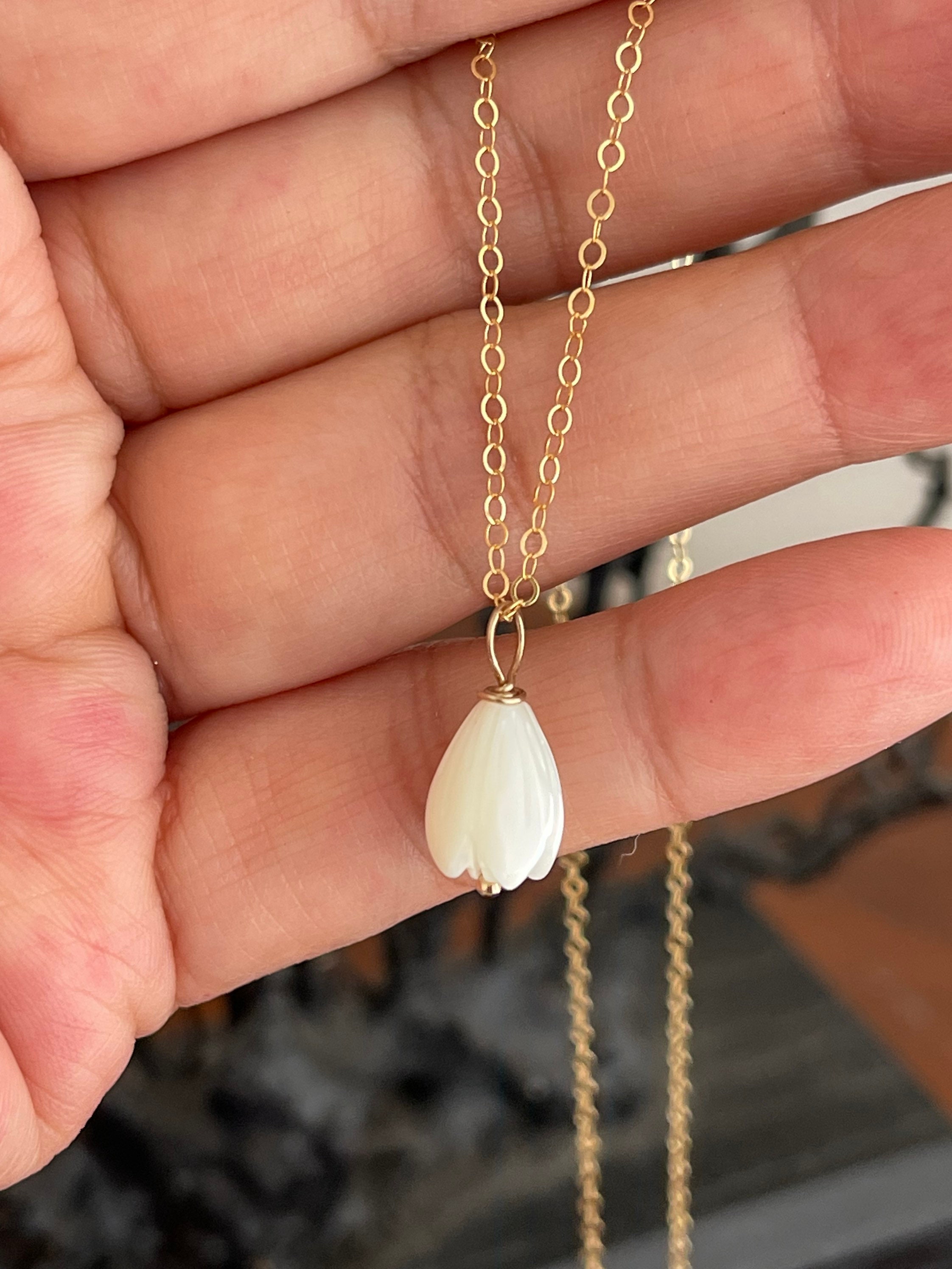 Hawaiian Pikake Pendant Mother of Pearl Single Gold or Silver - Etsy