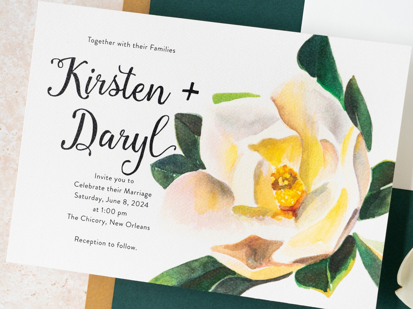 Magnolia Floral Watercolor Wedding Suite White Magnolia Wedding Printed ...