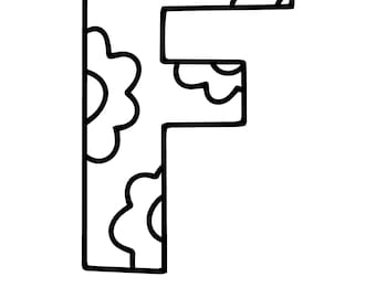 F is for Flower Learning Coloring Page - Etsy