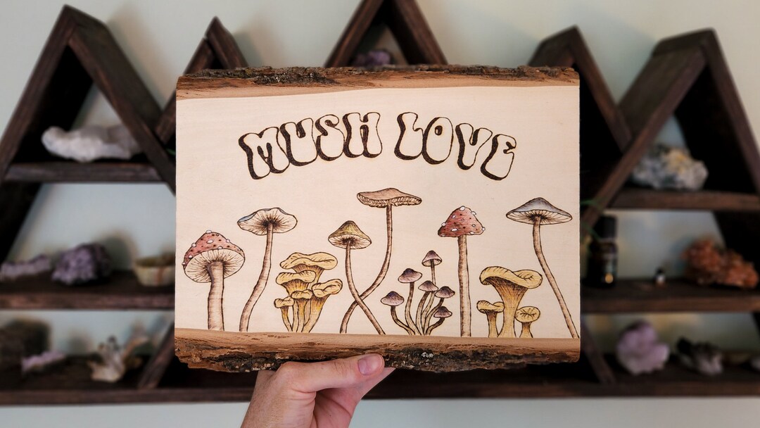 Mush Love Woodburned Mushroom Sign - Etsy