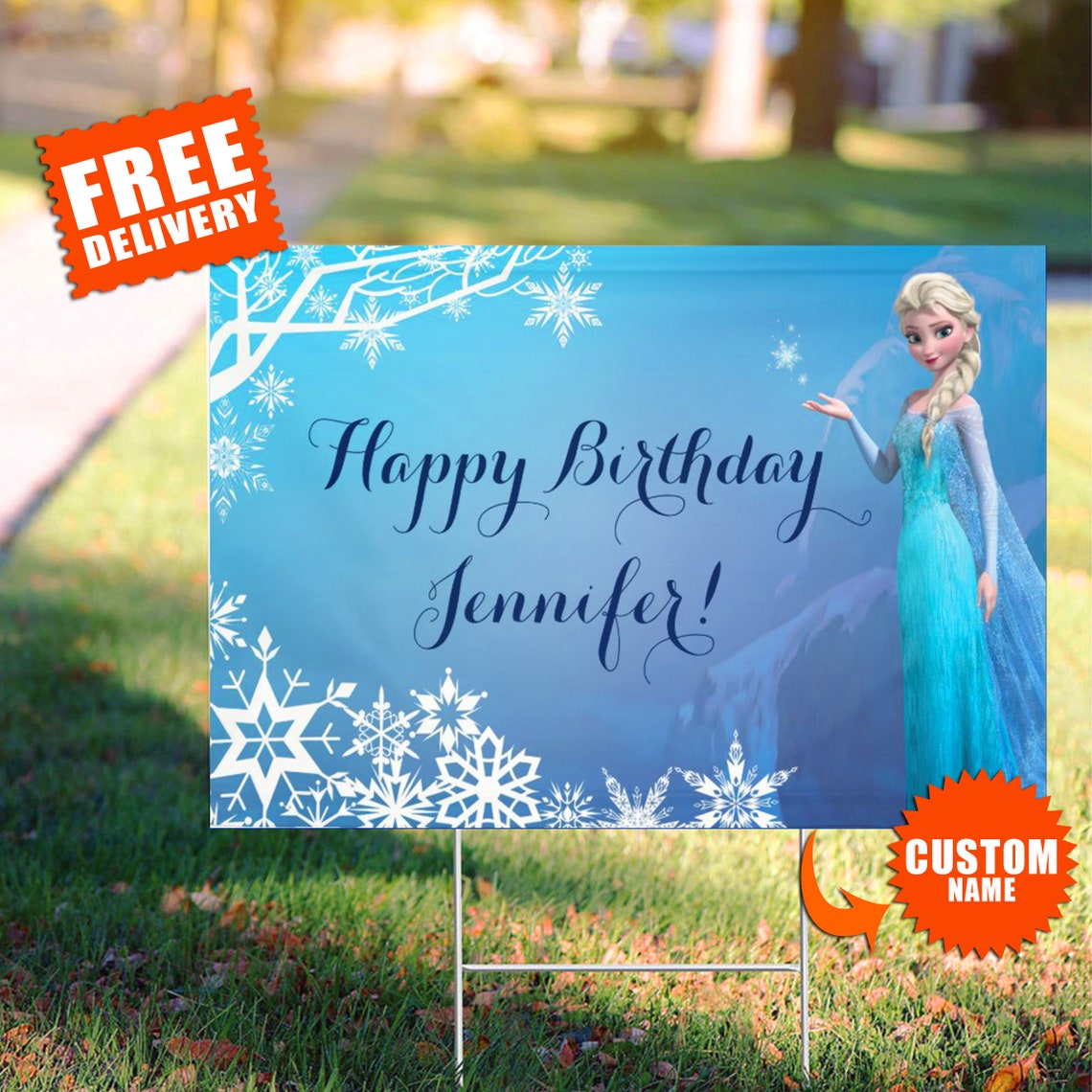 Disney Frozen Elsa Birthday Banner Princess Birthday Party Etsy