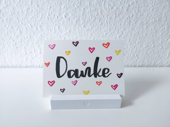 Thank You / Danke Cute Postcard With Colorful Hearts to Say - Etsy