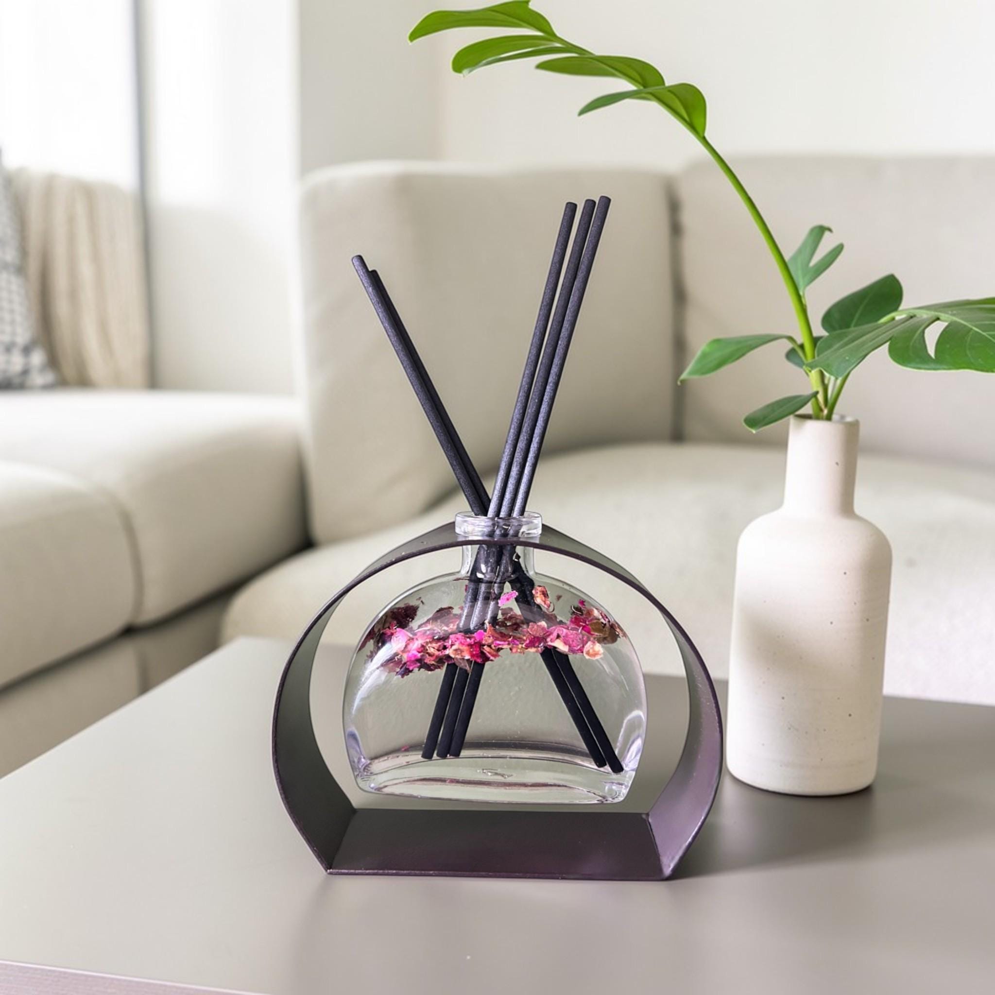 Glass Reed Diffuser With Hanging Stand | 5 Oz Non-toxic Flameless Home ...