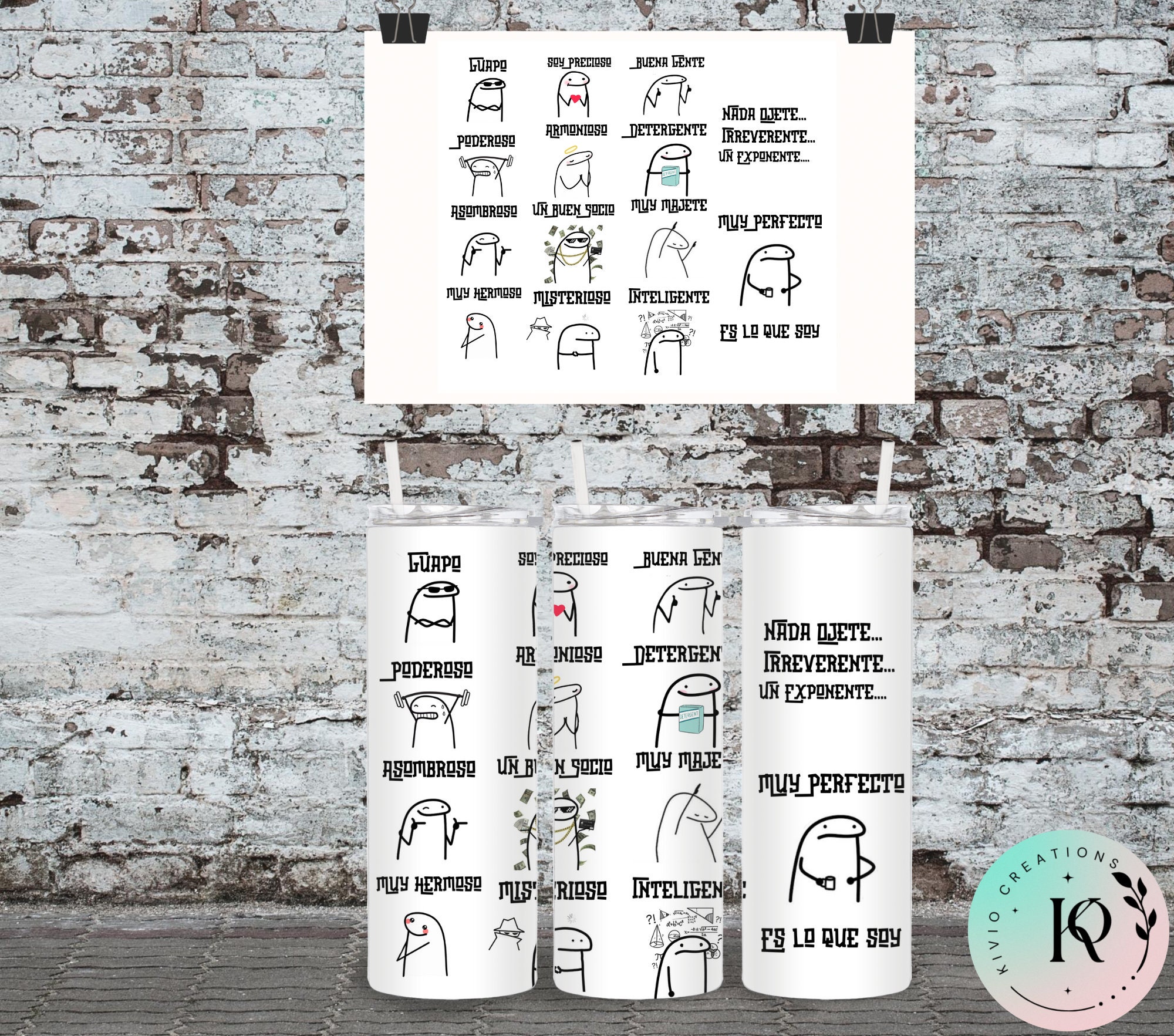 FLORK, Guapo, Poderoso, Asombroso , Muy Hermoso , 20oz Skinny Tumbler ...