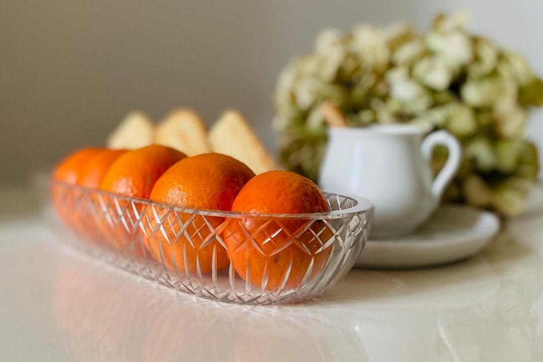 Vintage Chiseled Glass Bowl - Etsy