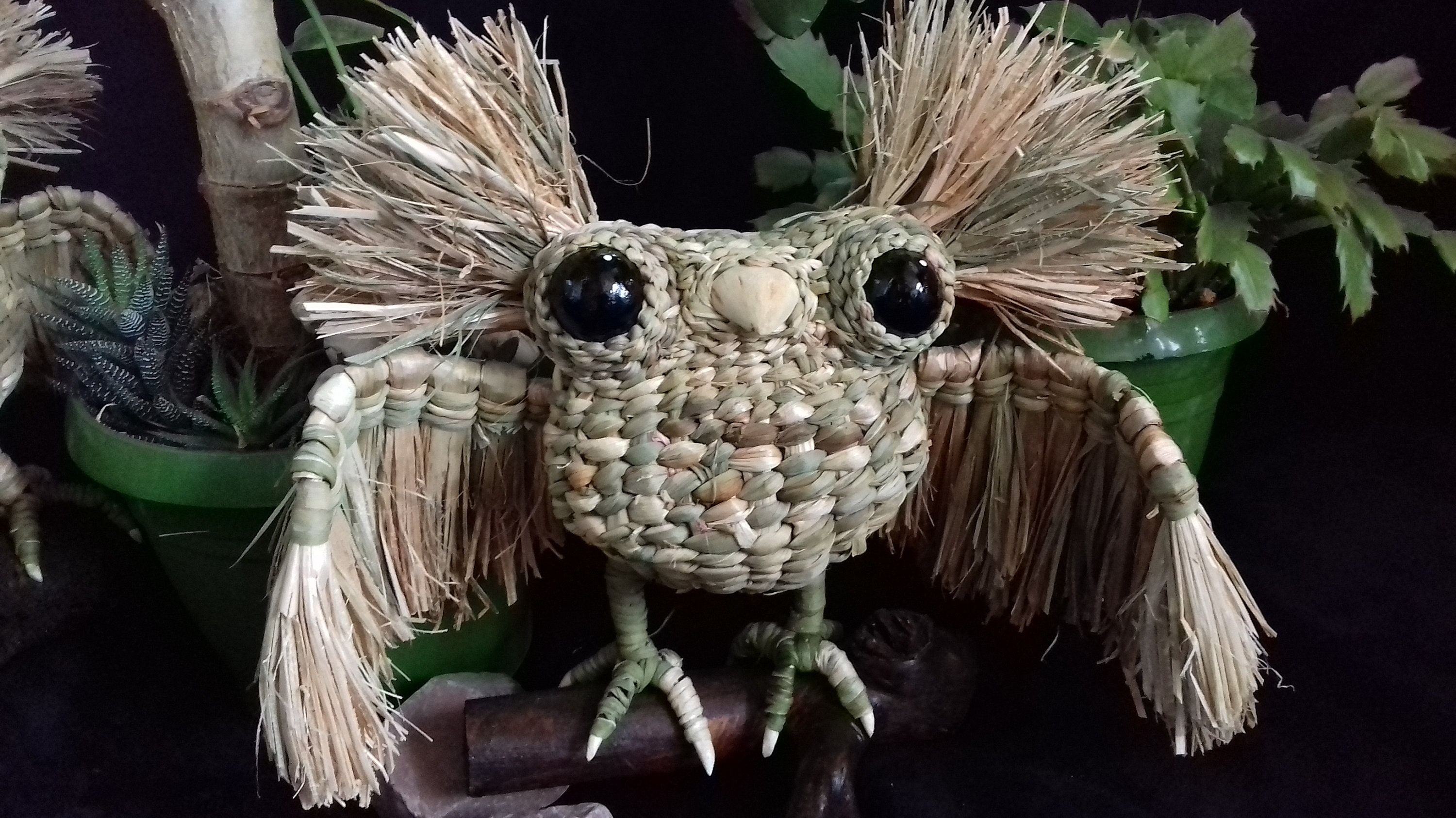 Owl Bird Sculpture, Wicker Animals, Home Decor 9 High - Etsy