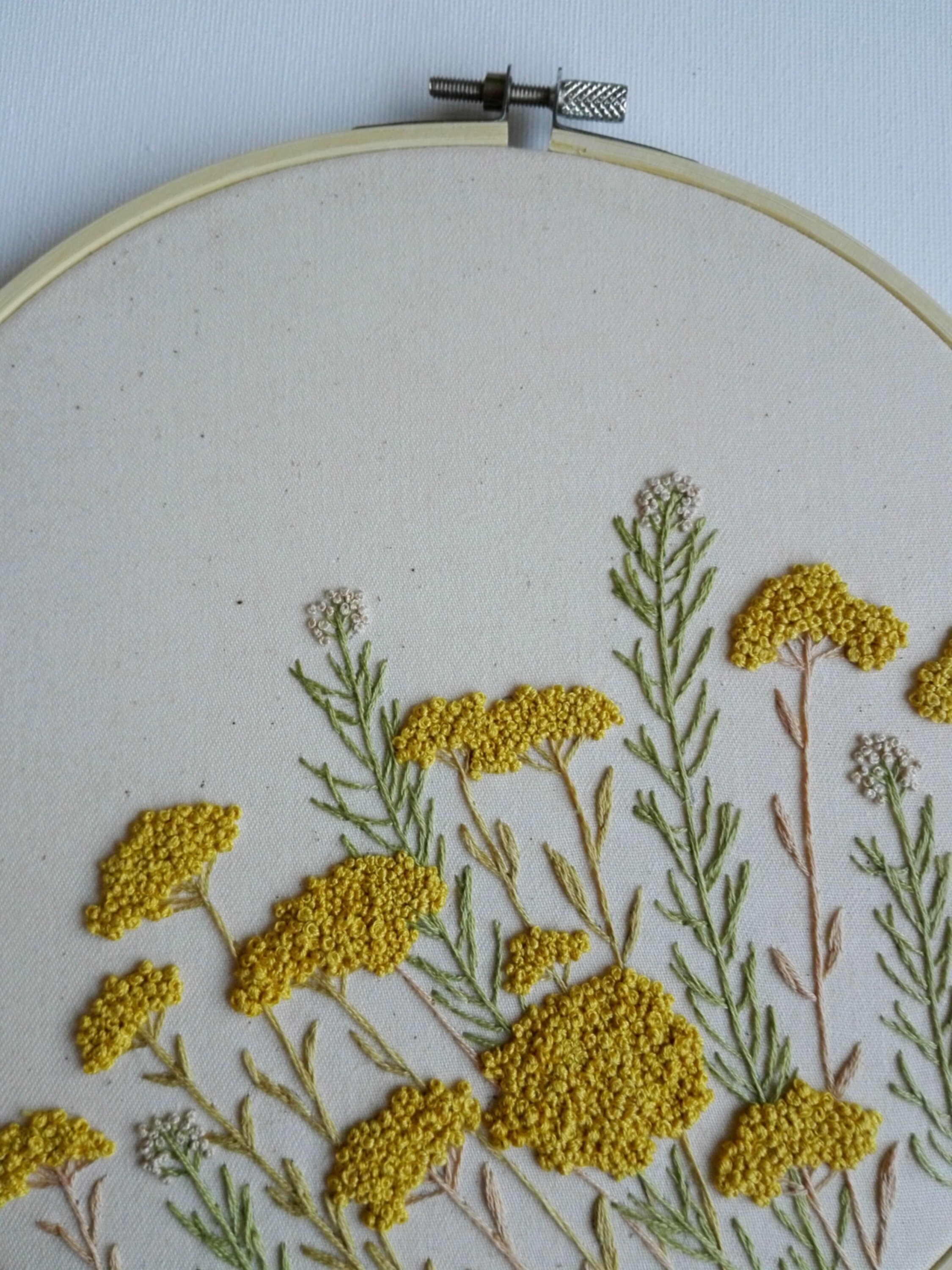 Golden Yarrow Flower Embroidery Art Finished Art - Etsy